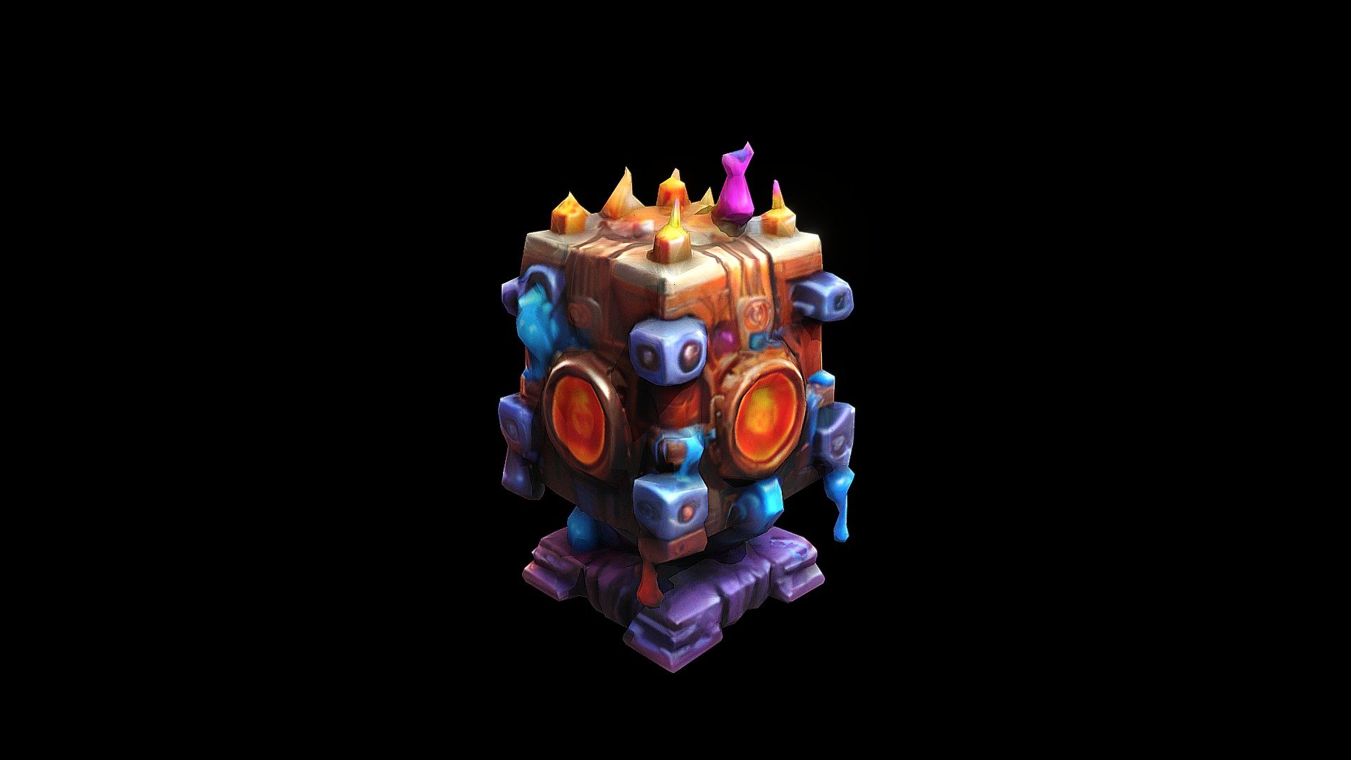a colorful cube with candles on top of it - Download Free 3D model by ...