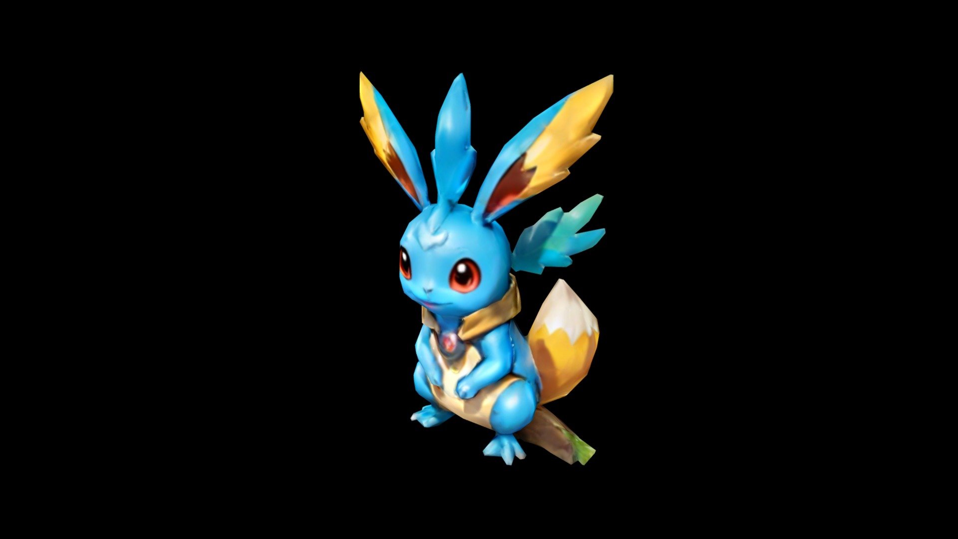 Illustration of a blue and yellow rabbit-like ch - Download Free 3D ...