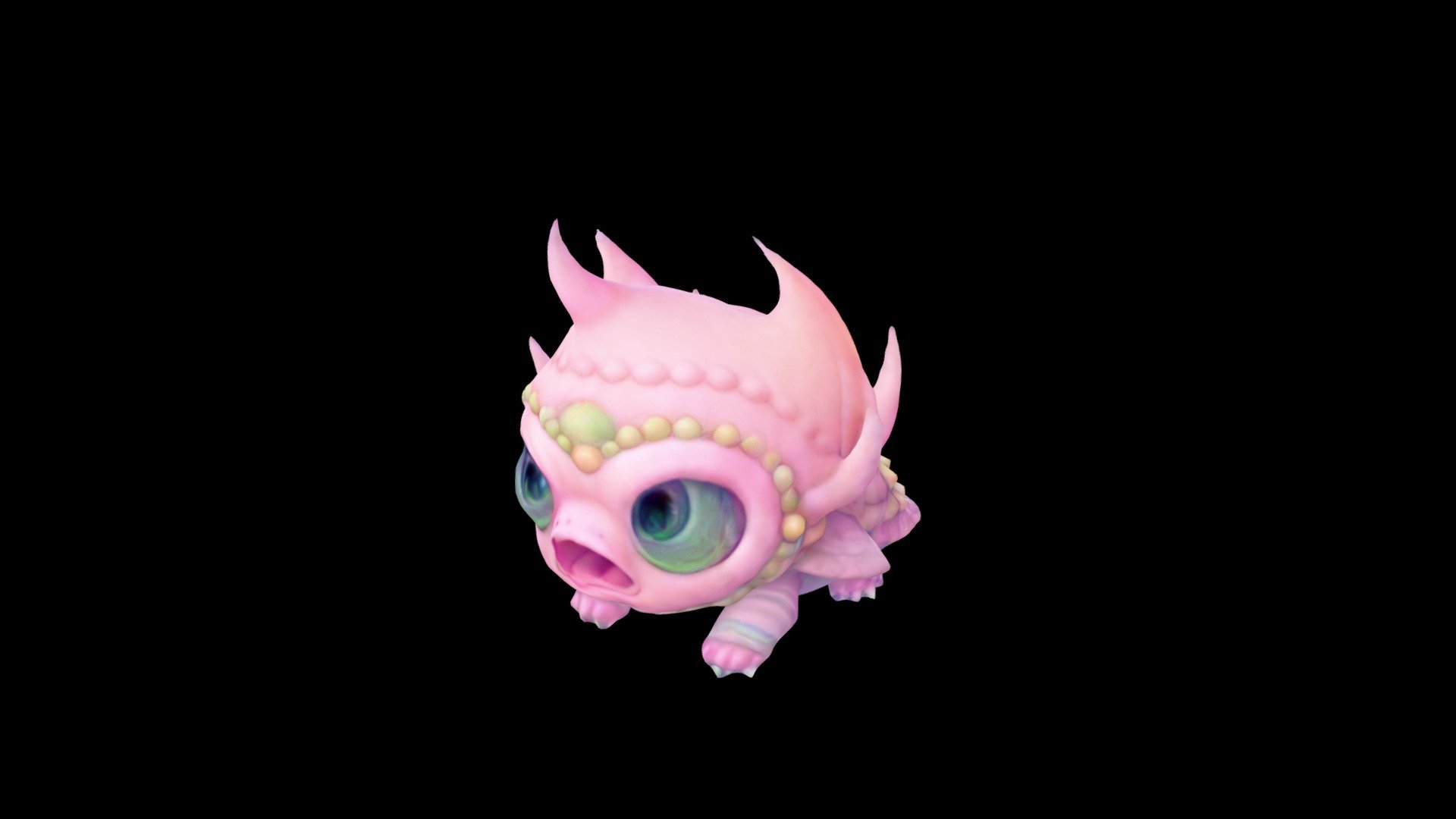 a pink dragon with green and yellow accents it h - Download Free 3D ...