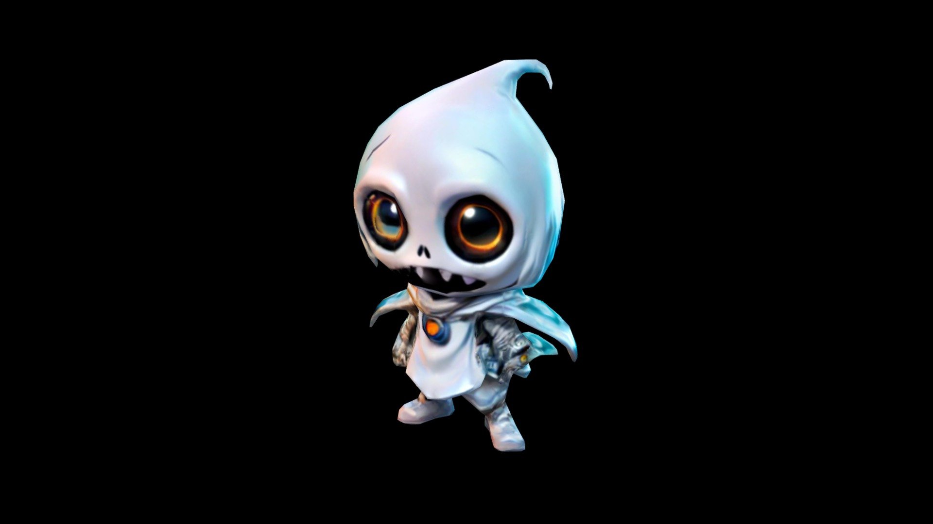 "An adorable white ghost character with two larg - Download Free 3D ...