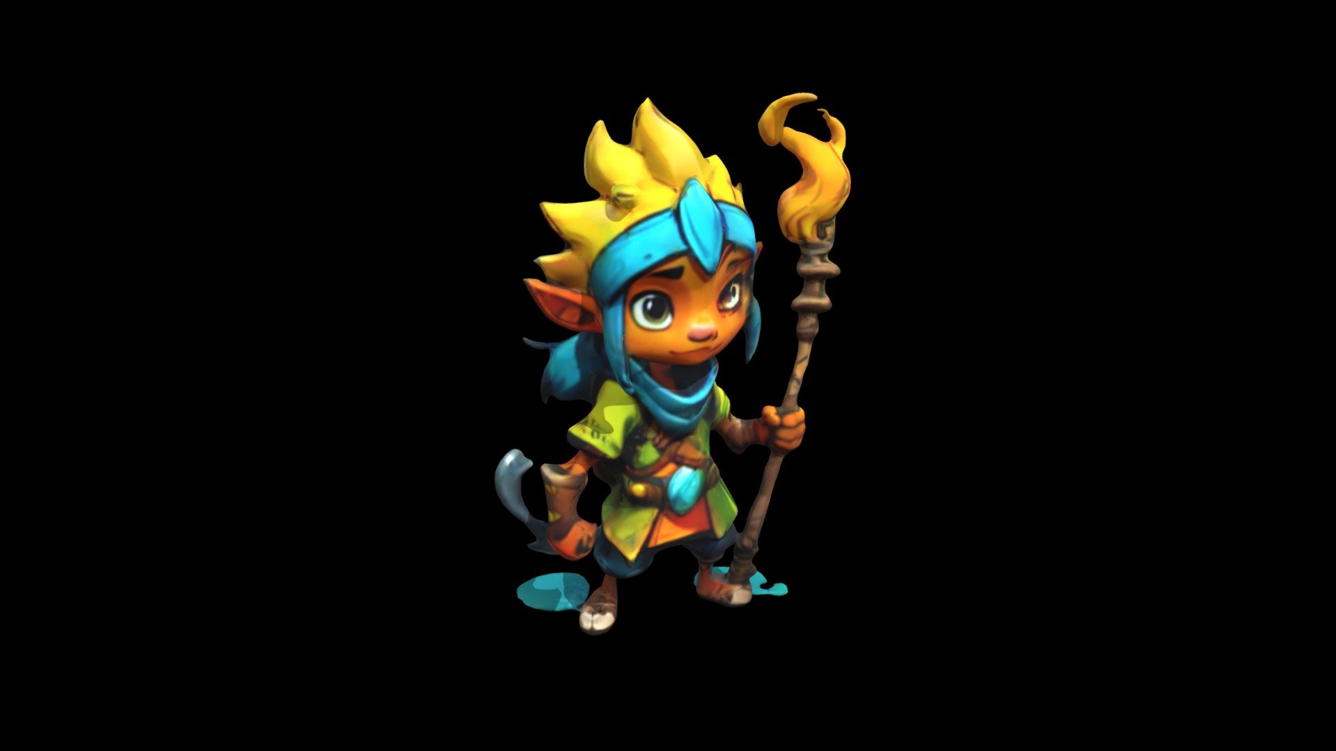 a cartoon character with a torch and a shield - Download Free 3D model ...