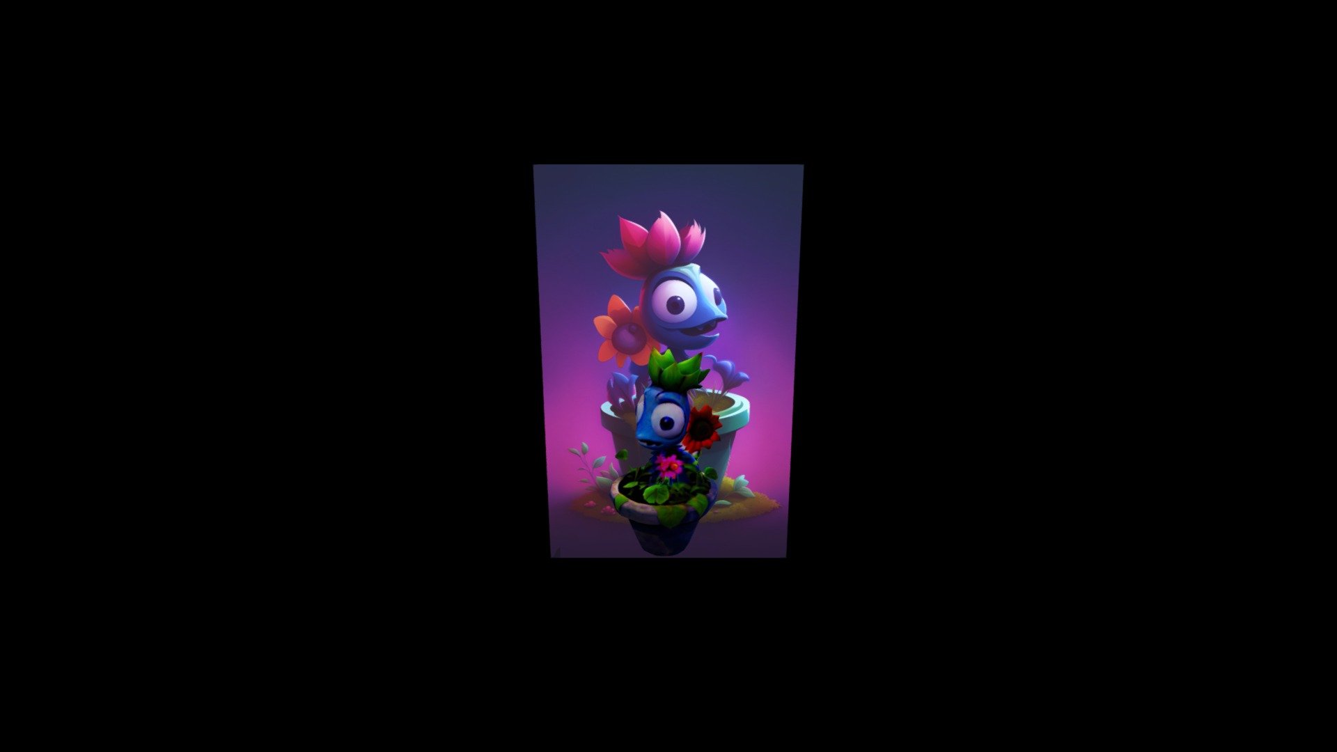 cartoon character of a flower pot with a bird i - Download Free 3D ...