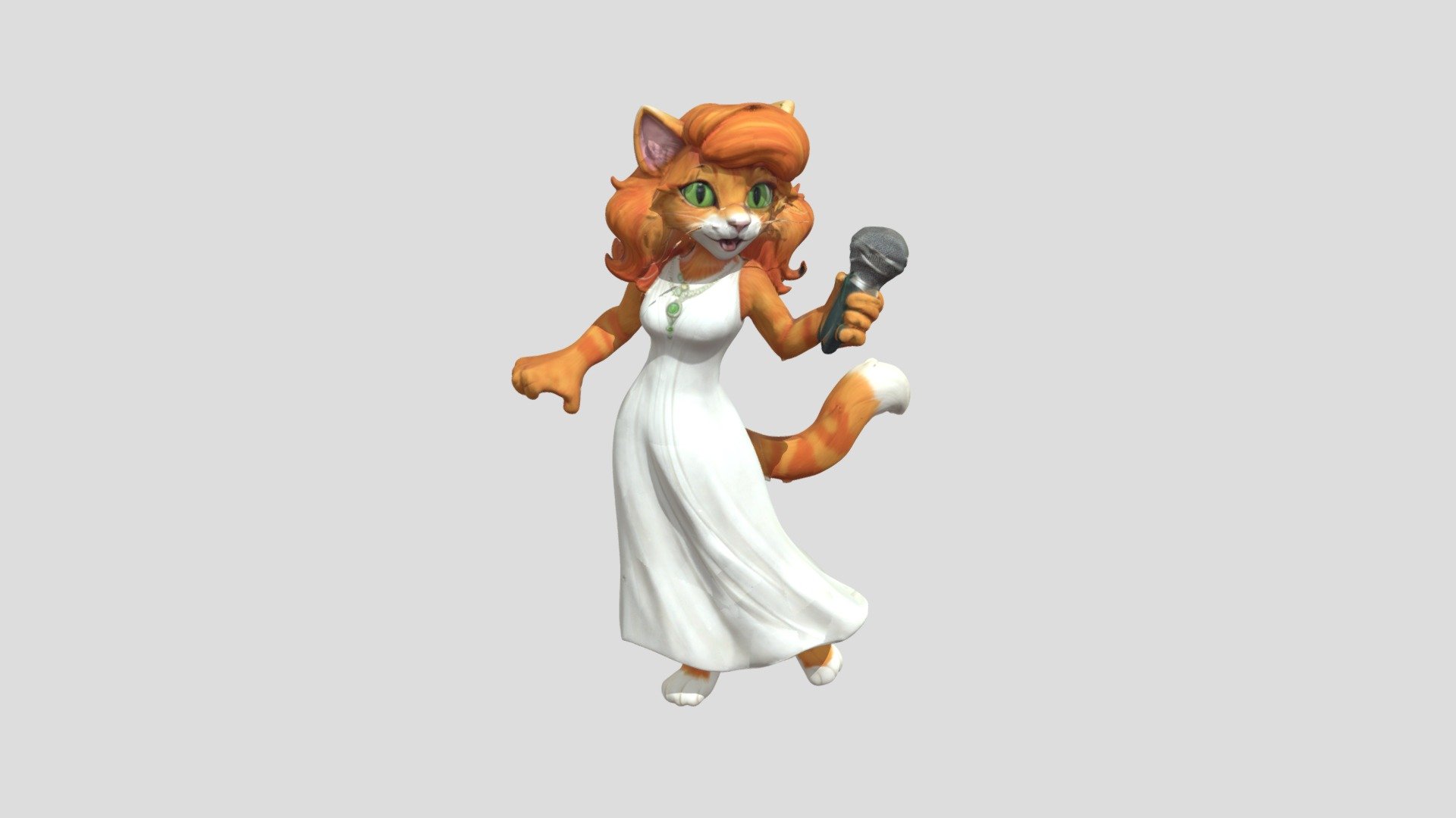 Cat Singer in White Dress - Download Free 3D model by geiner.alvarez ...