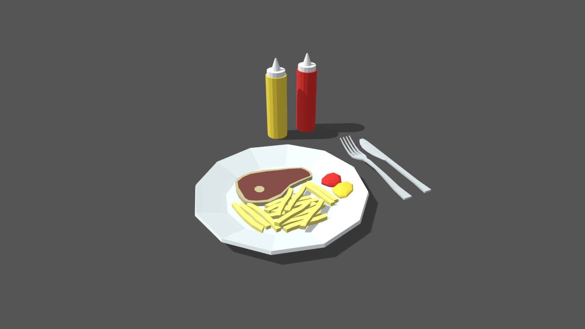 Low Poly Cartoon Steak Meal - Buy Royalty Free 3D model by chroma3d ...