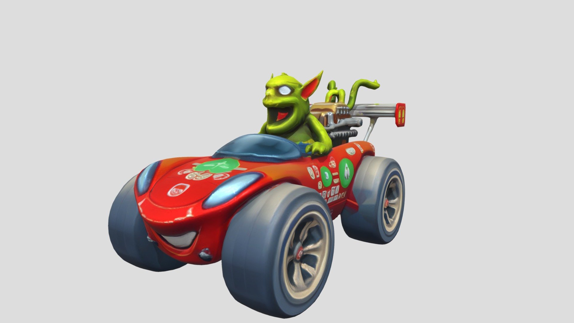 cartoon monster driving a race car - 3D model by StanSmith [11f20f8 ...