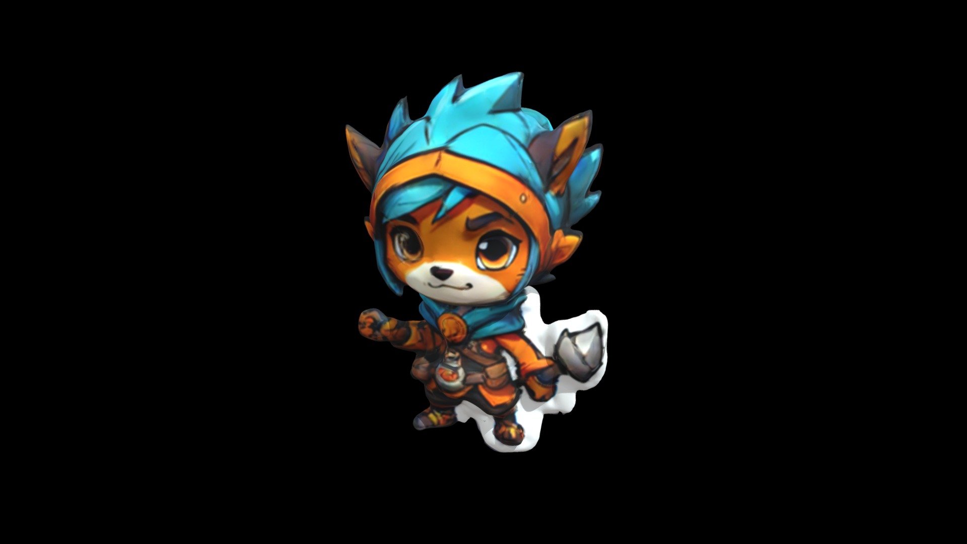 a sticker of a cartoon character holding a sh - Download Free 3D model ...