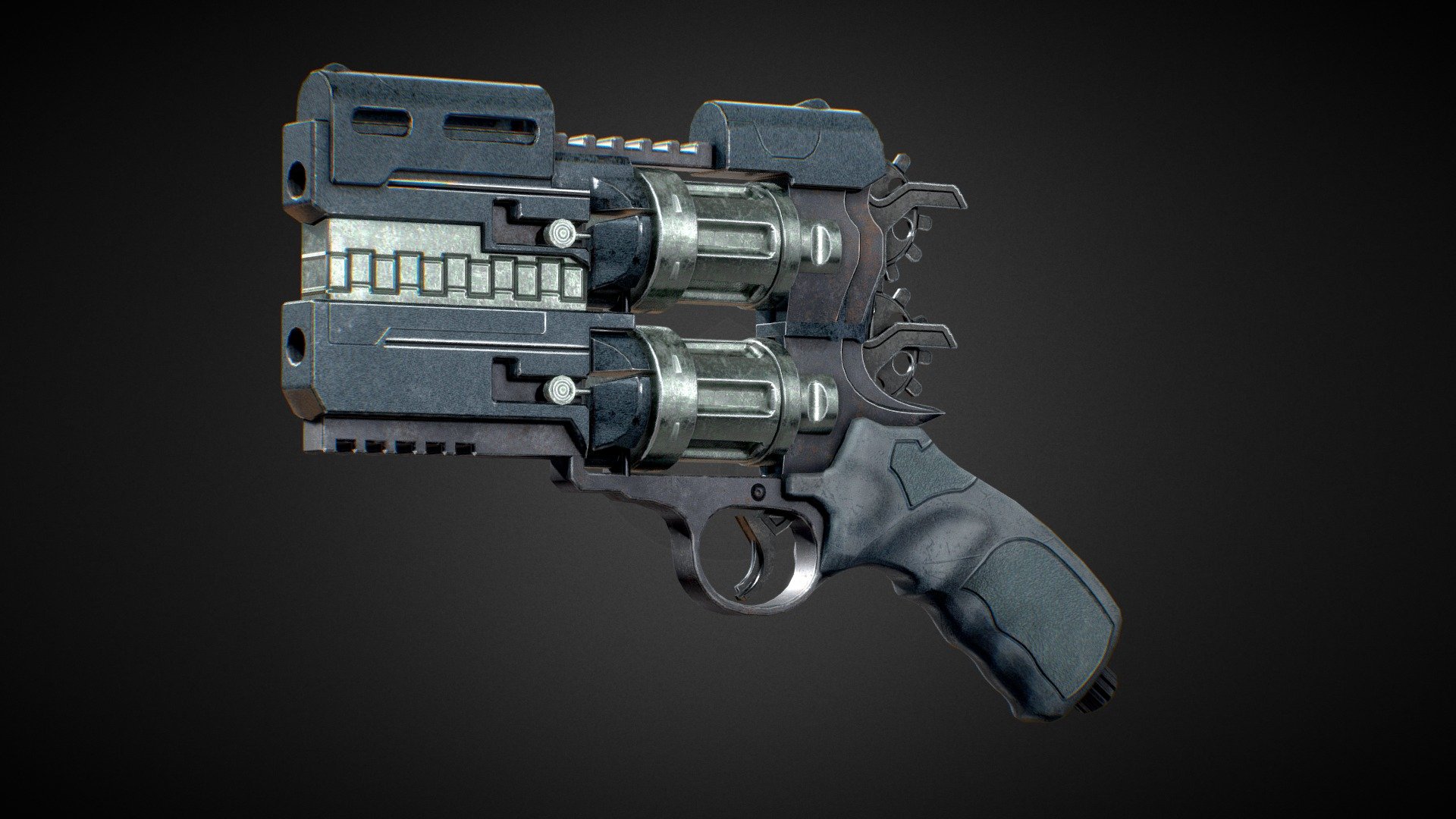 Sci-Fi Two-Barrel Revolver - 3D model by Chales (@chaless) [1207348 ...