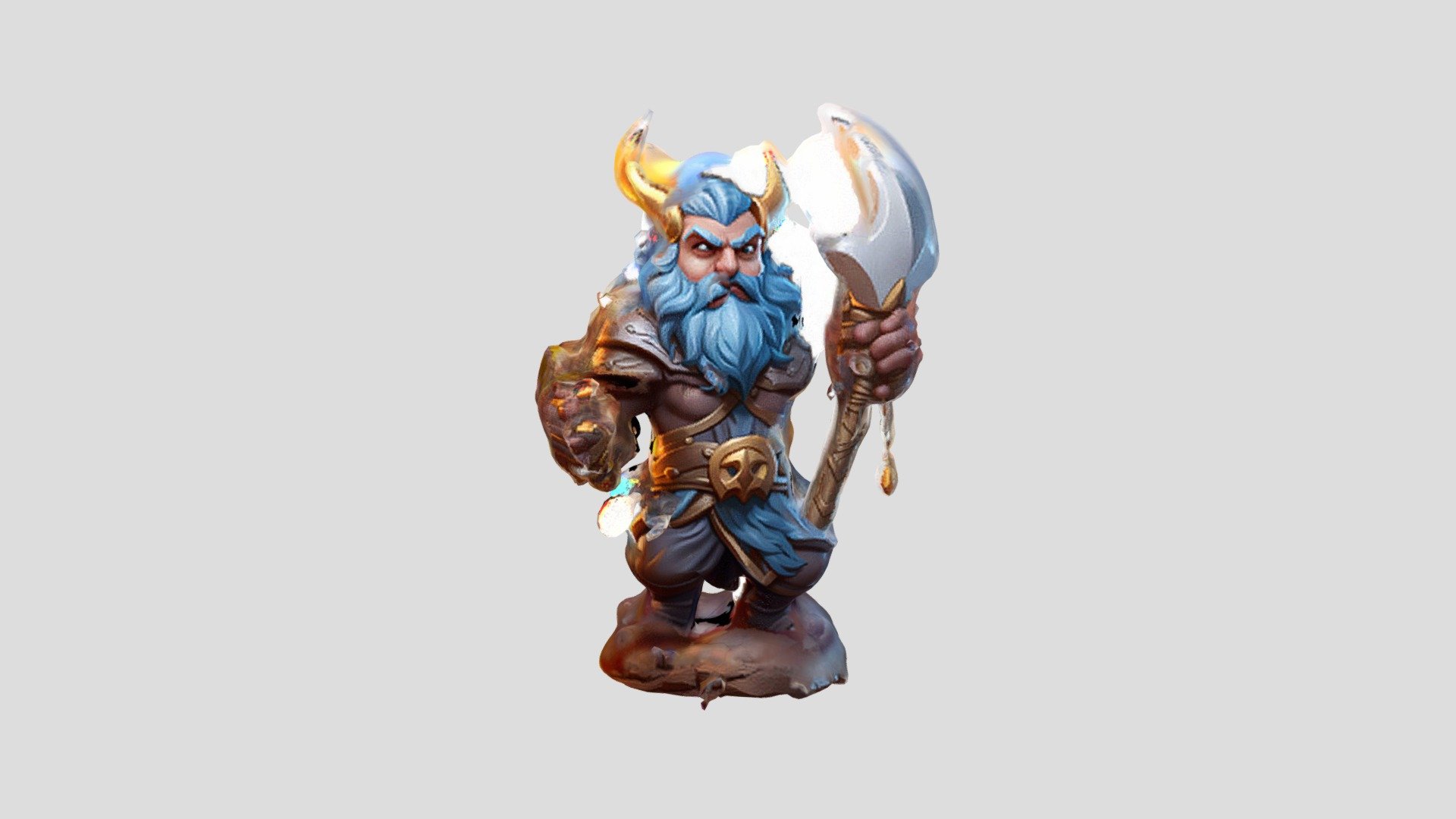 Blue-haired dwarf with an axe and shield A bl - Download Free 3D model ...