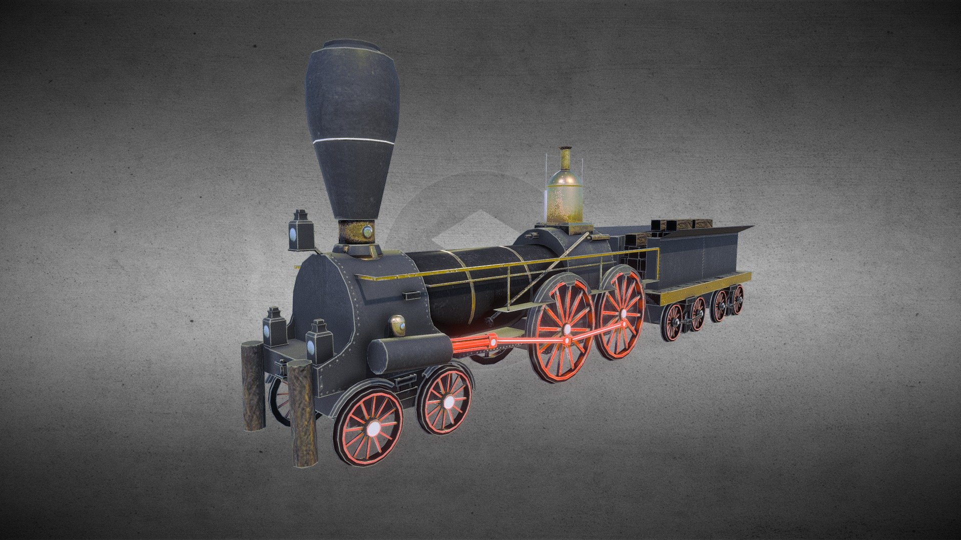 Passenger steam locomotive 220b 1845 - 3D model by Iskander (@proker3d ...