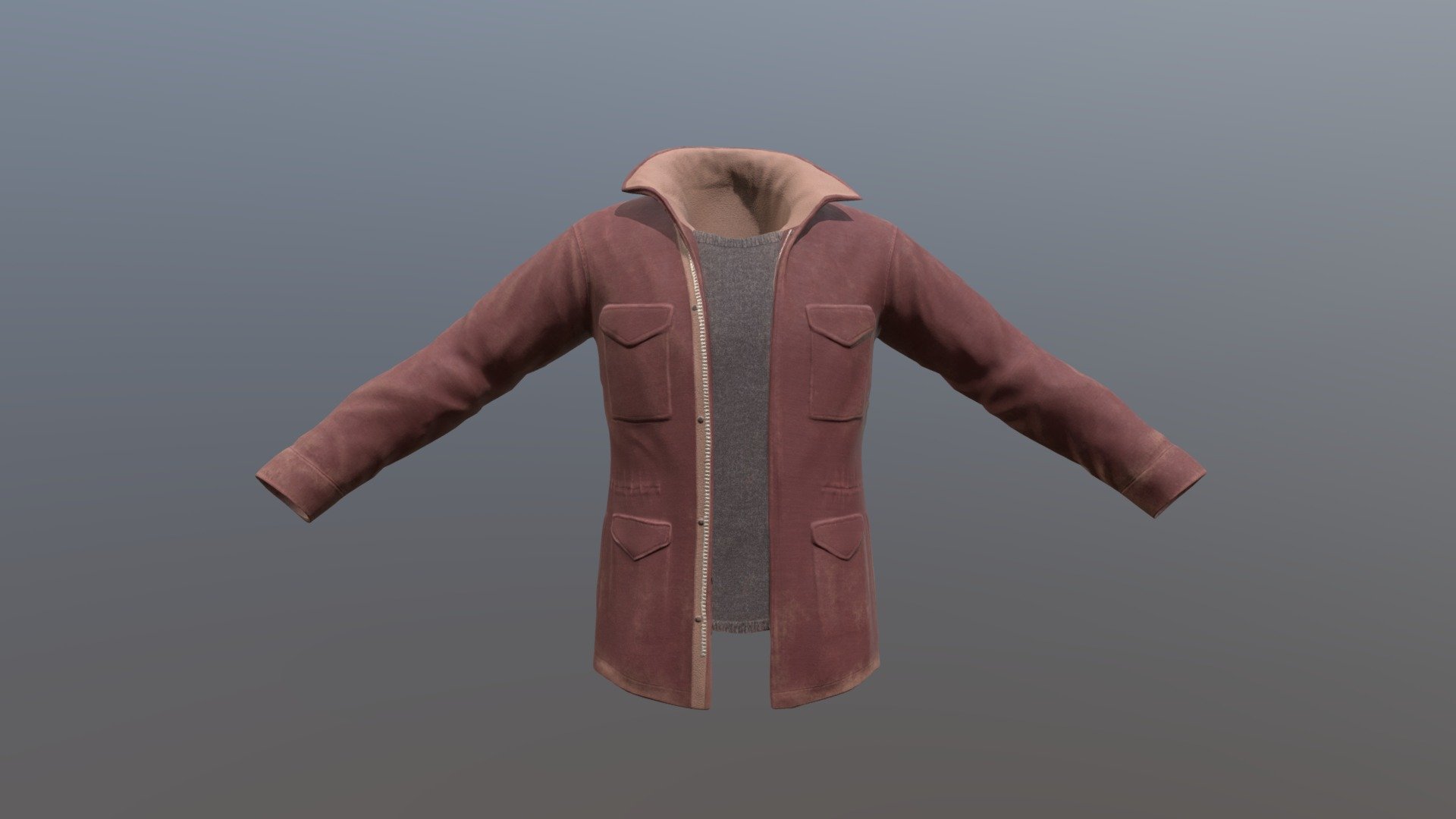 Vince Field Jacket (Maroon) - 3D model by LNickl (@L.Nickl) [12228d4 ...