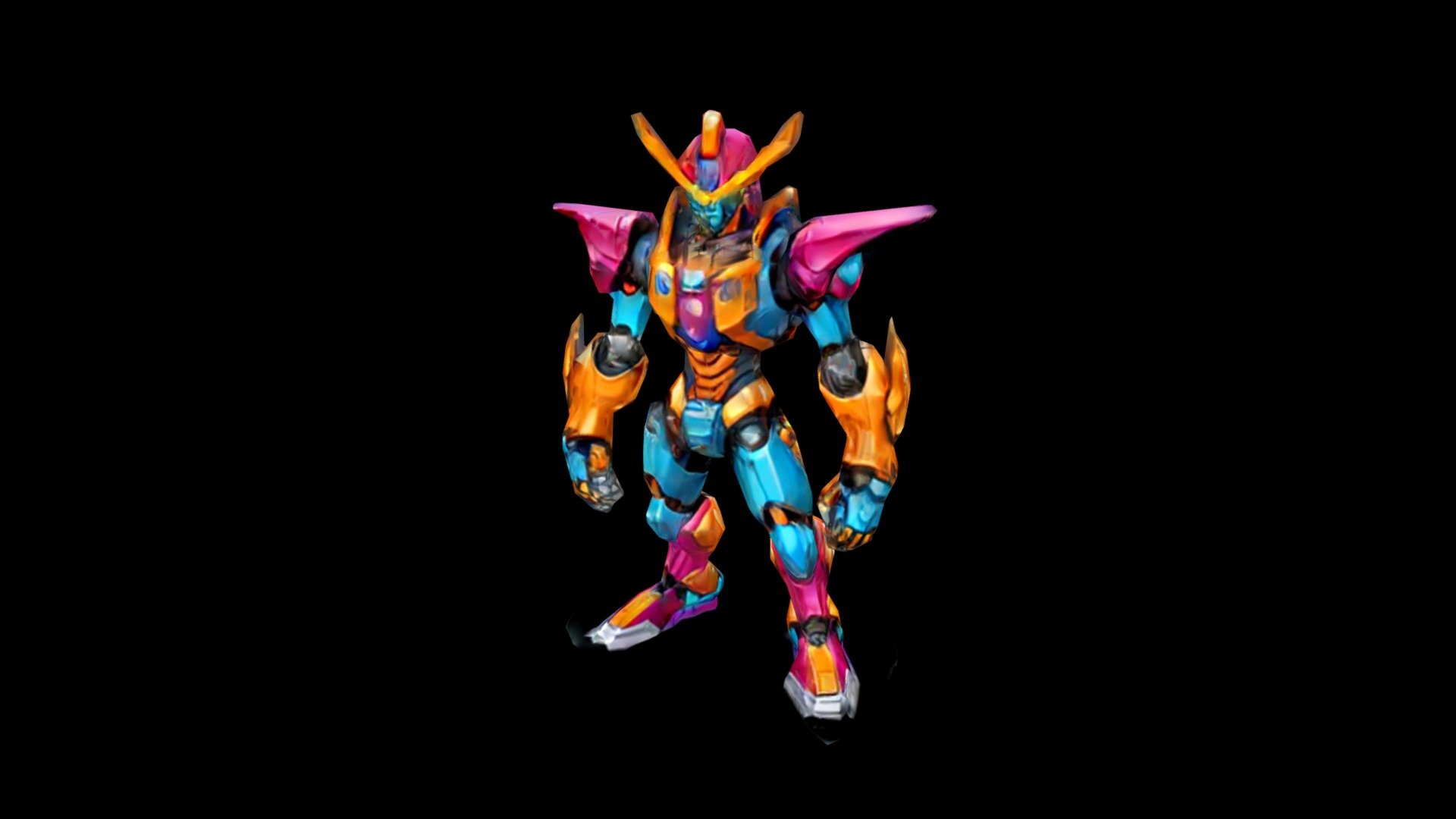 Colorful Android Humanoid Robot Standing with Tw - Download Free 3D ...