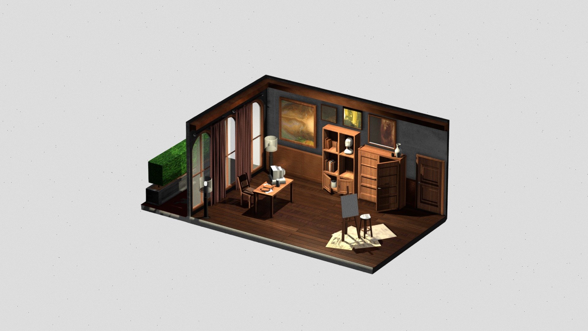 3d Blend Skechfab Theme Art Room [rev 1 5] Download Free 3d Model