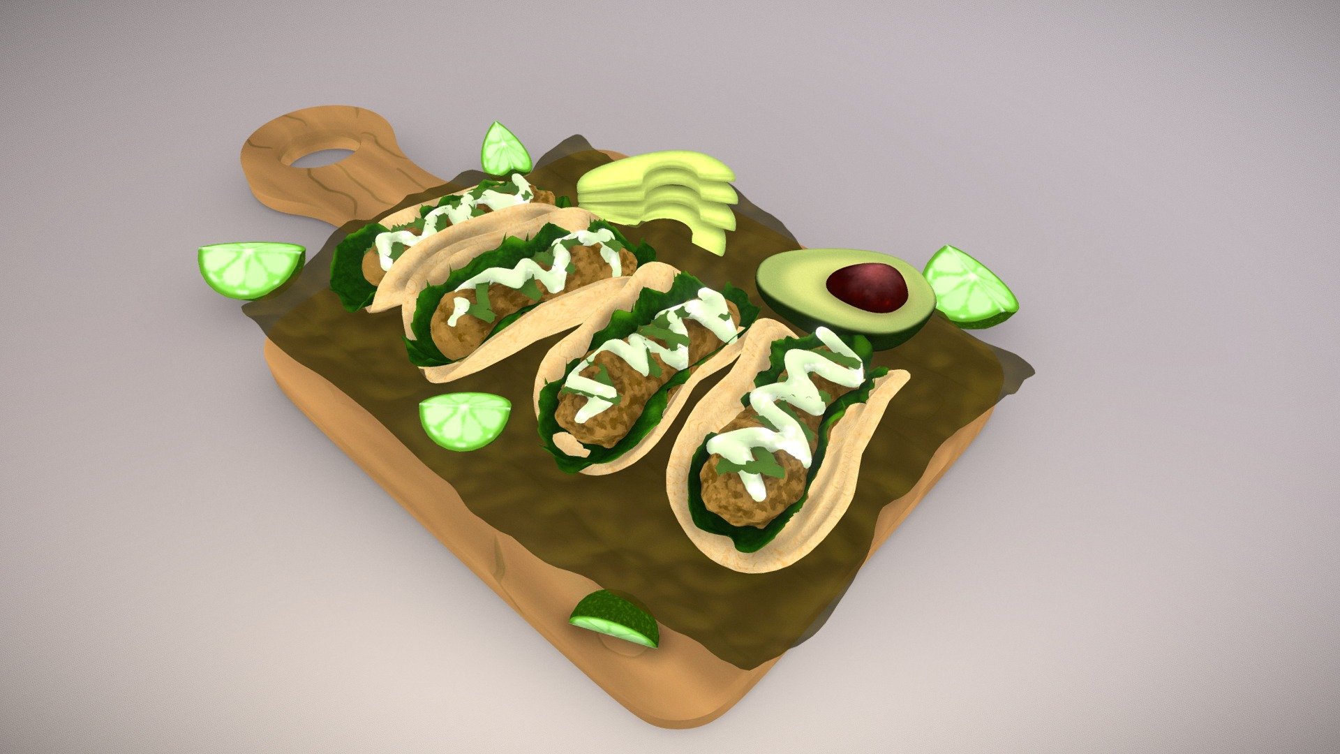 Stylized Chicken Tacos - 3D model by Aaron Vantrees (@NinjaStreak456 ...