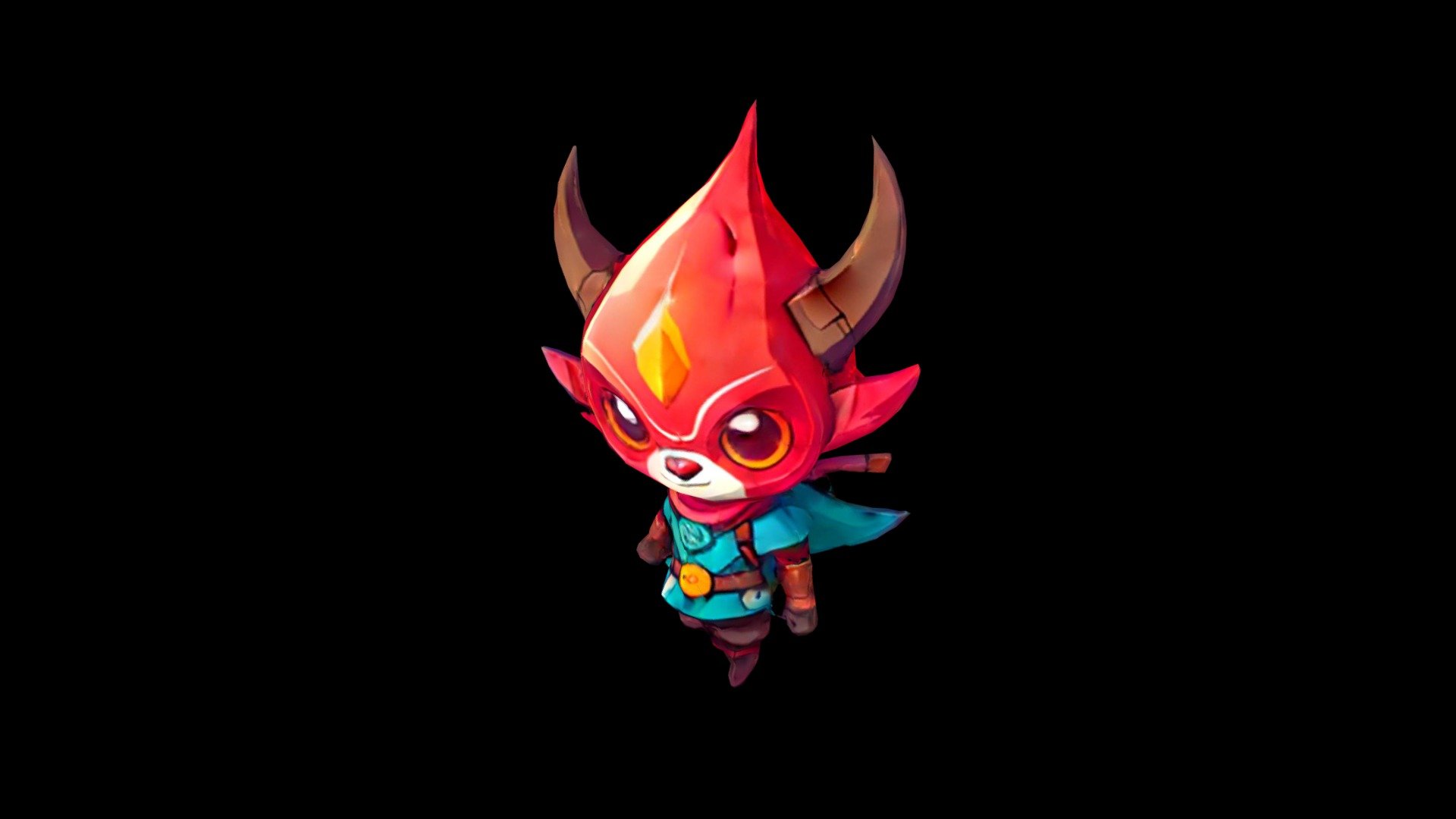A chibi style character with a red and blue outf - Download Free 3D ...