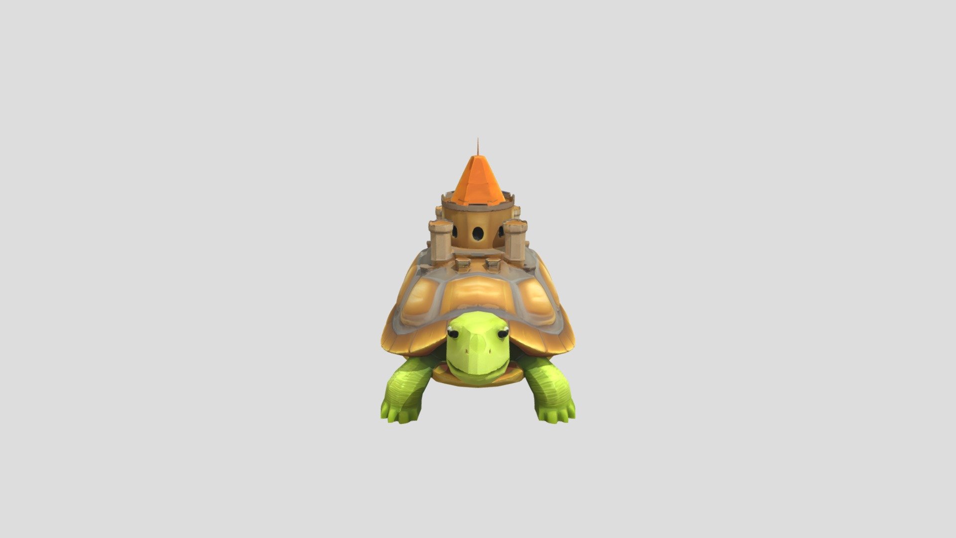 A turtle with a dragon head and a castle on its - 3D model by evakyx ...