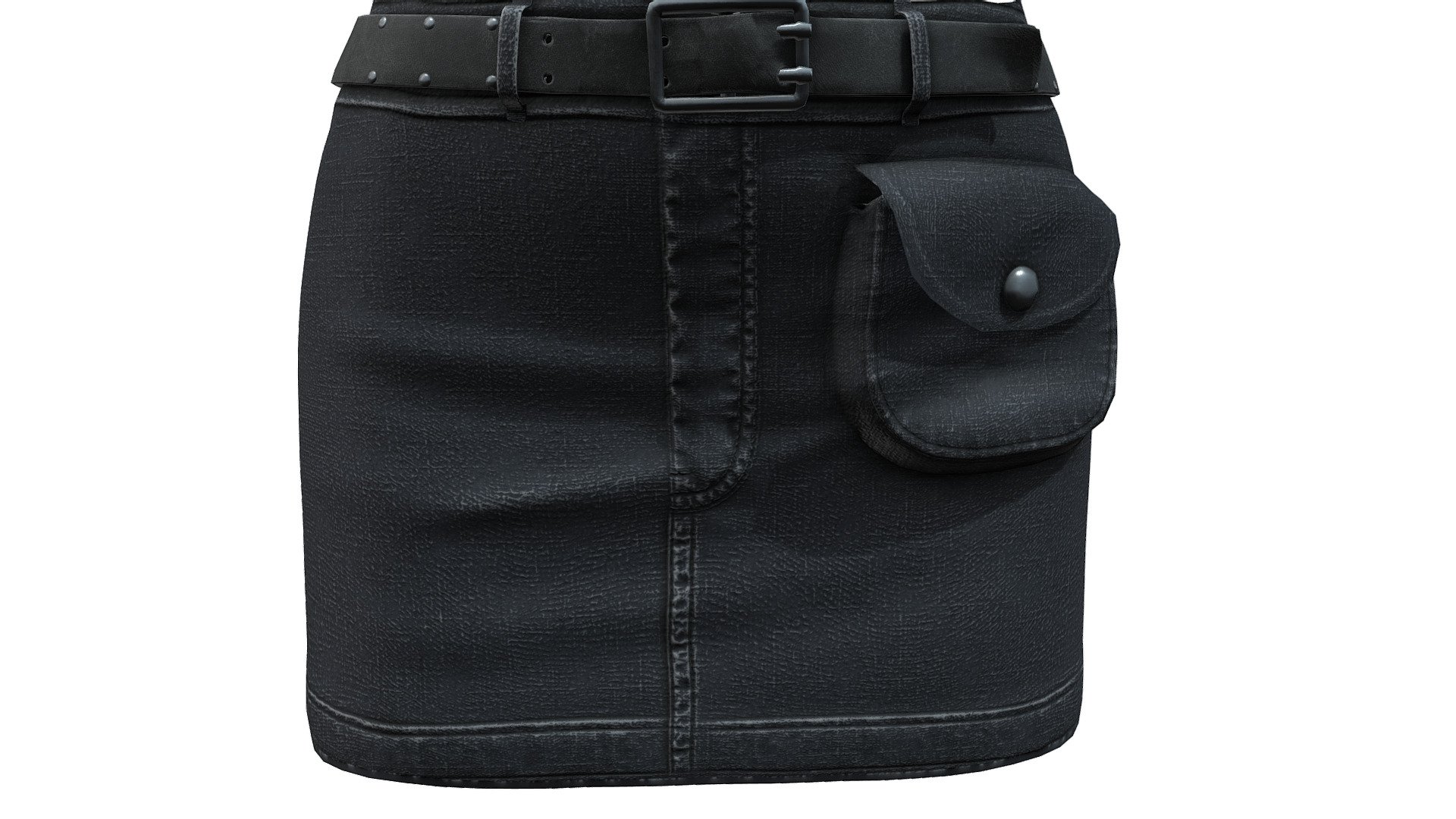 Female Front Pocket Mini Denim Skirt - Buy Royalty Free 3D model by ...