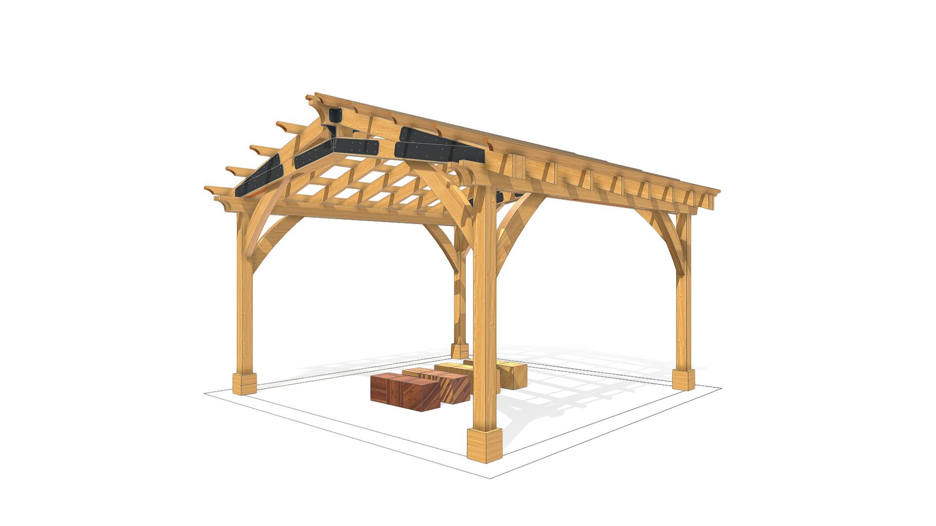 Custom Esther Scissor Truss Pergola 16 ft - 3D model by Forever Redwood ...