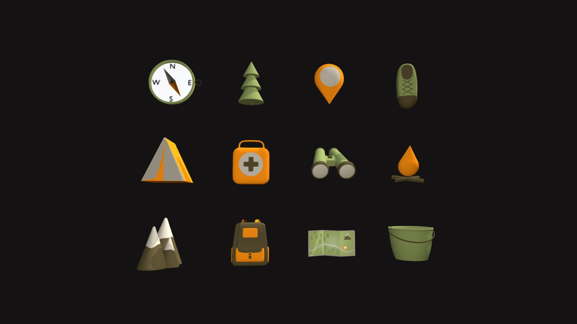 3D icons Camping - 3D model by yevheniia [126cb39] - Sketchfab