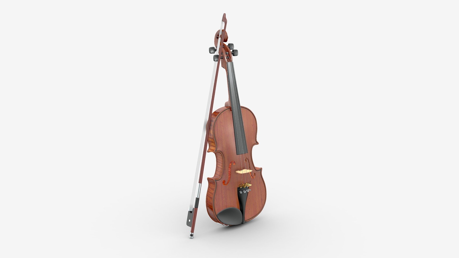 Classic brown violin with bow - Buy Royalty Free 3D model by HQ3DMOD ...