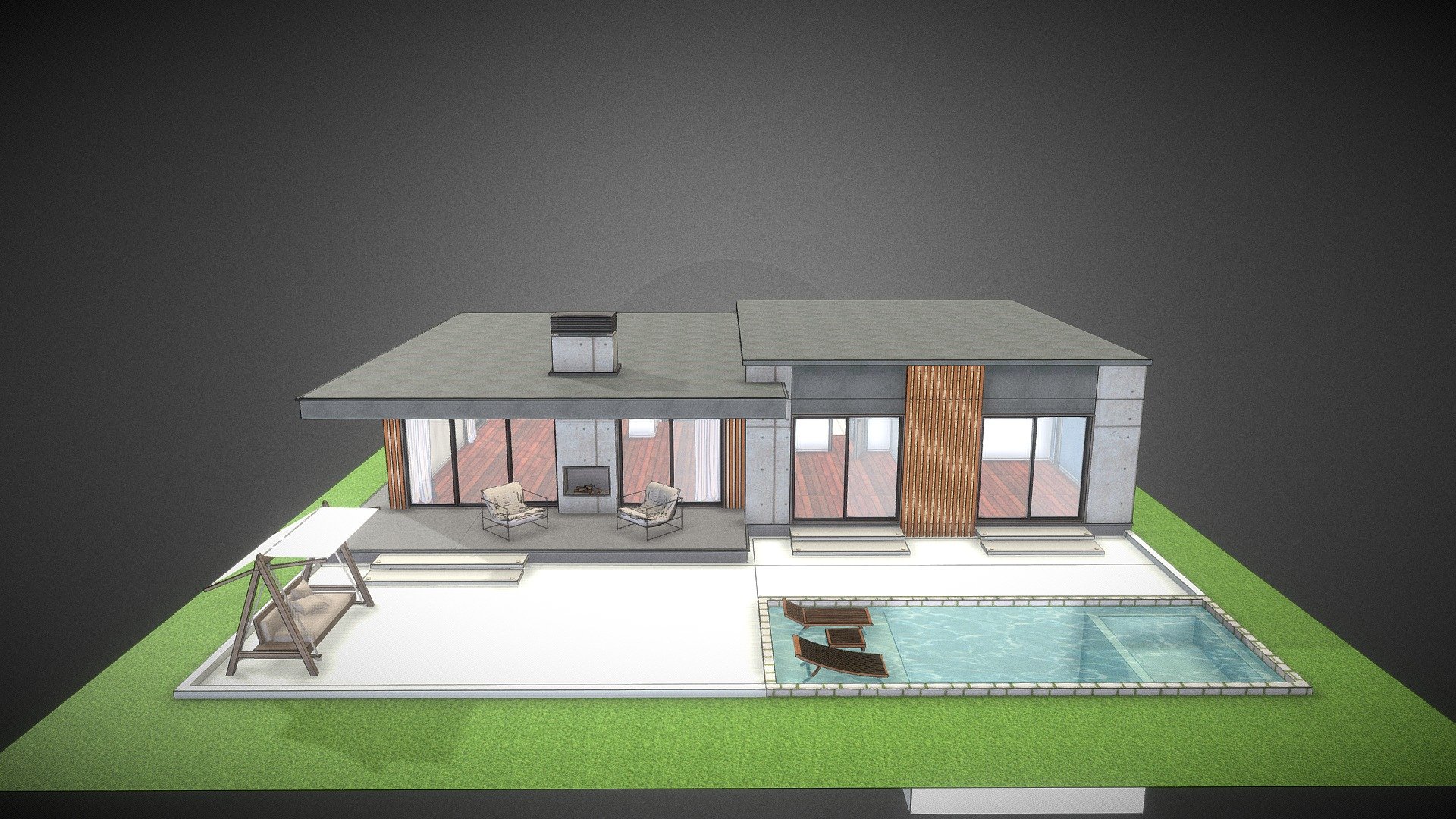49' x 29' (15m x 9m) Modern House Design - Download Free 3D model by ...
