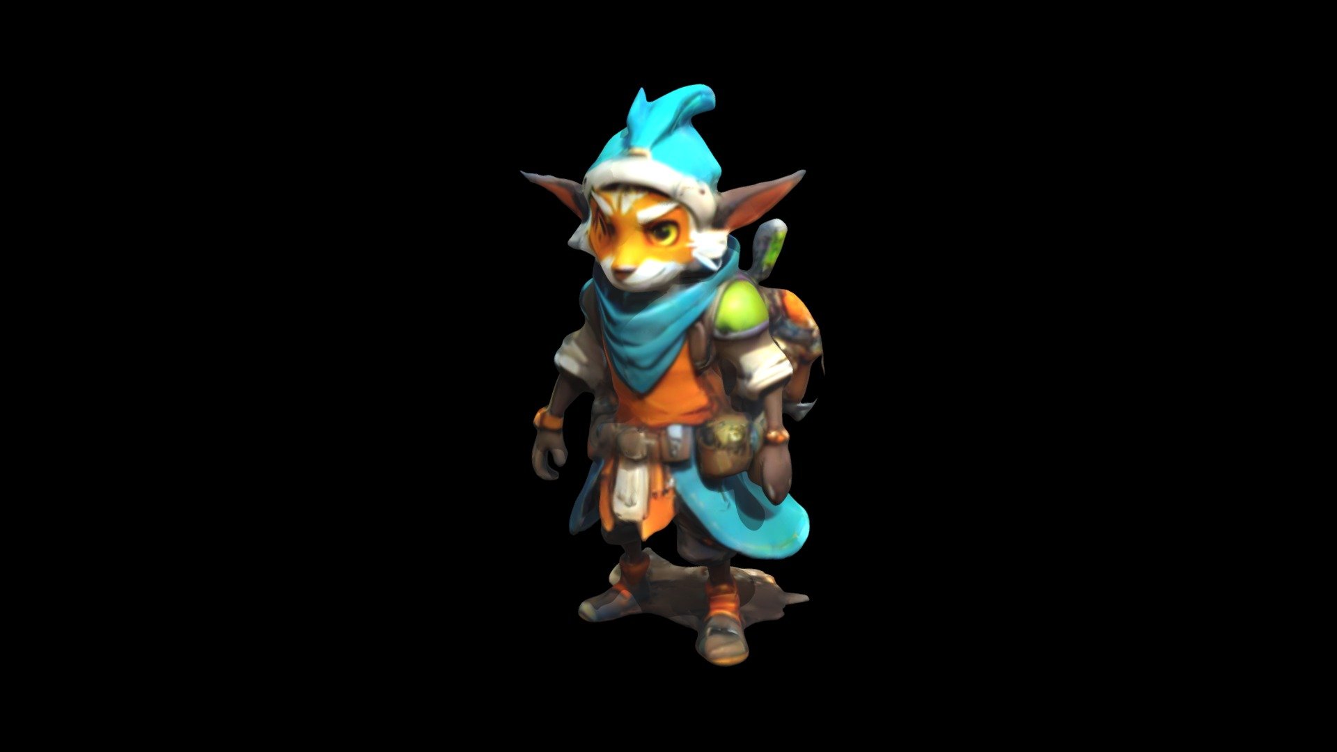a cartoon character with a blue scarf around - Download Free 3D model ...