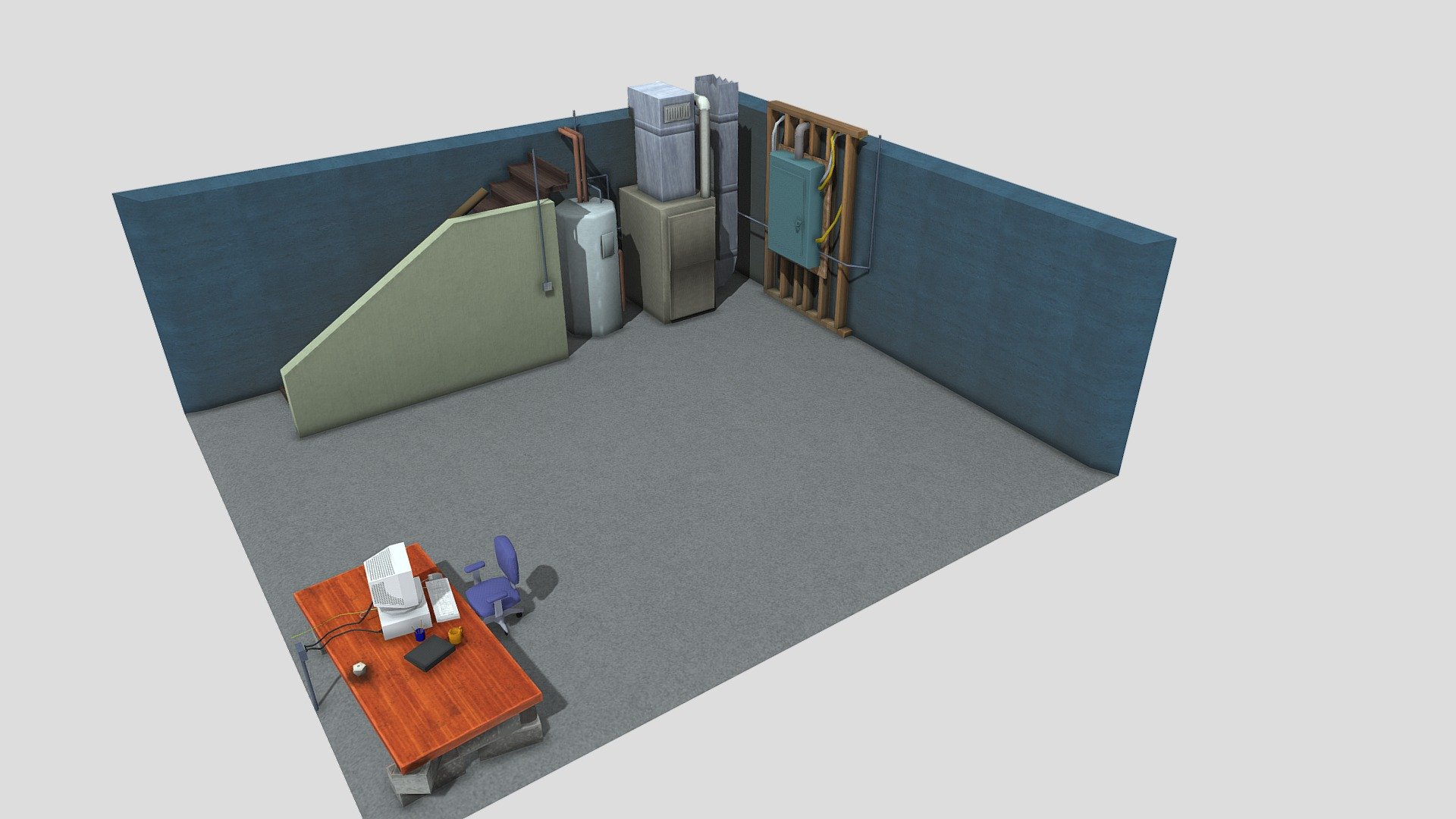 Stylized Basement with Computer - 3D model by SudoNova [12a5d4e ...