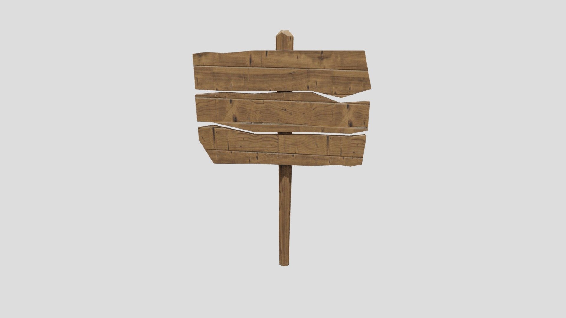 Low-Poly Wooden Sign made of Three Planks - Download Free 3D model by ...