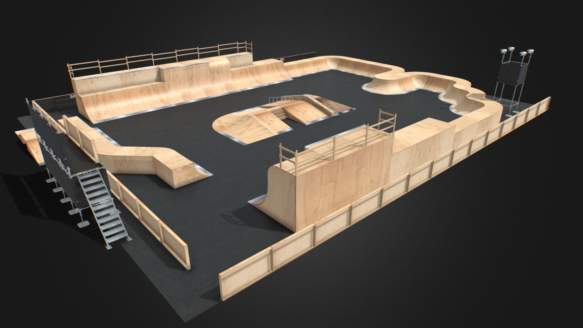 Skate Park ramps for MBX skateboard rollerbalde - Buy Royalty Free 3D ...