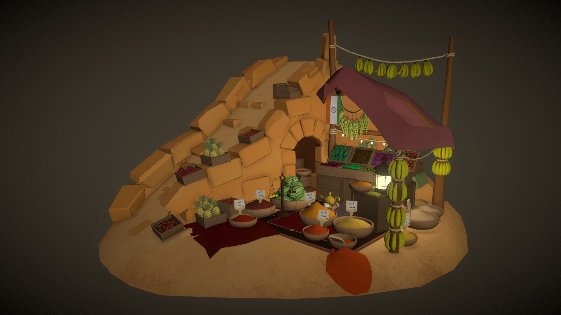 Farmer's market - Bazaar - Download Free 3D model by Louis Vanhove ...