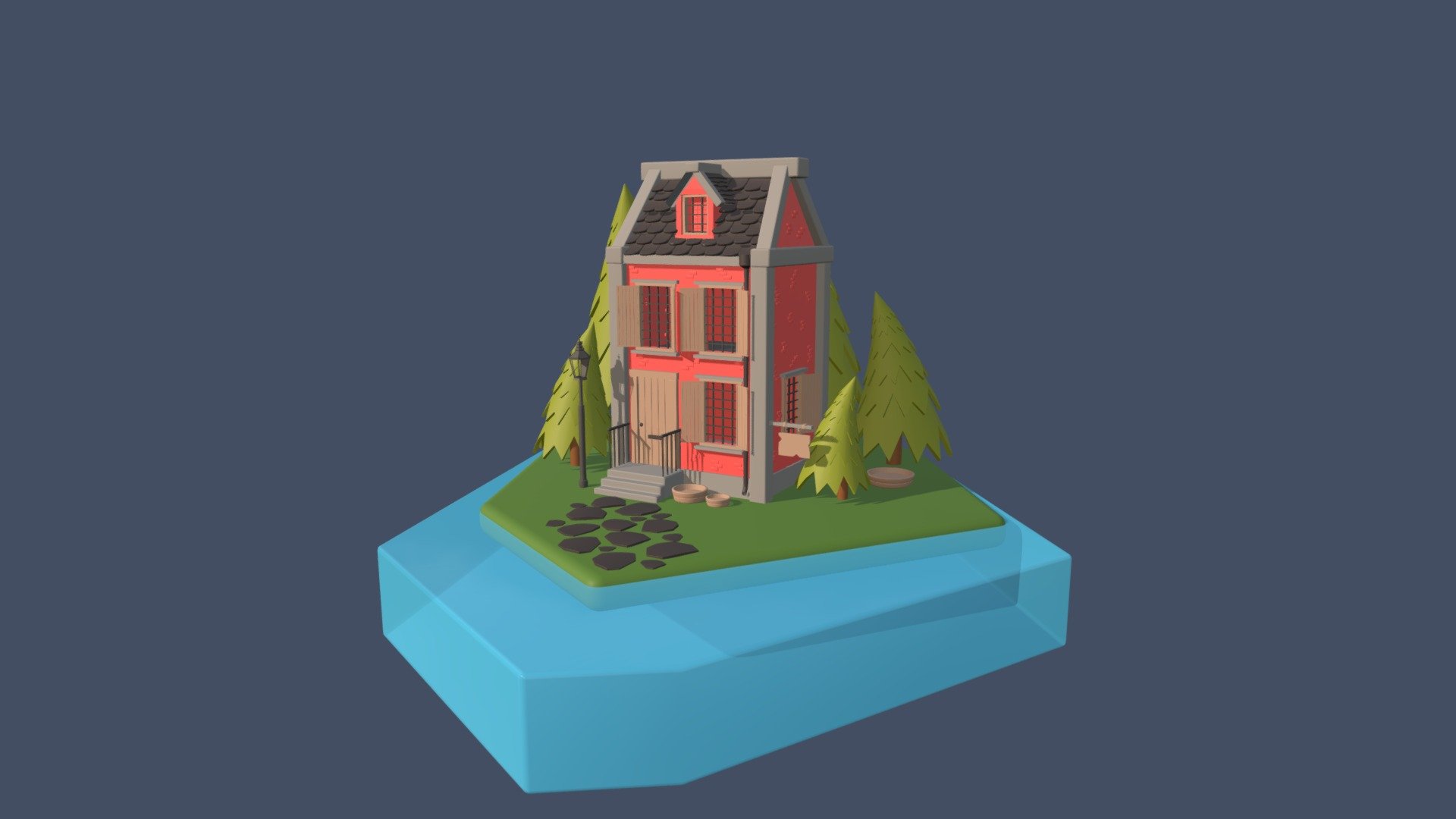 Red Building Drawing - 3D model by inarina [12e25d3] - Sketchfab