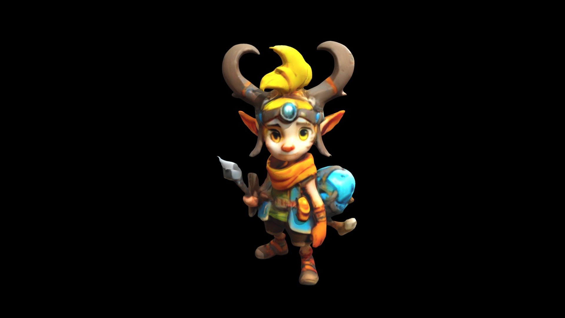 An illustration of a cartoon boy with large, cur - Download Free 3D ...
