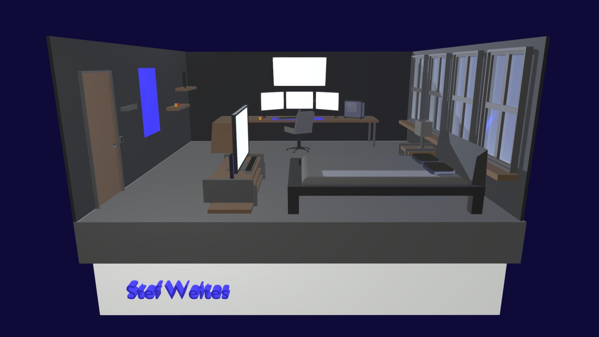 Low Poly Game room - 3D model by stefweites [1312881] - Sketchfab