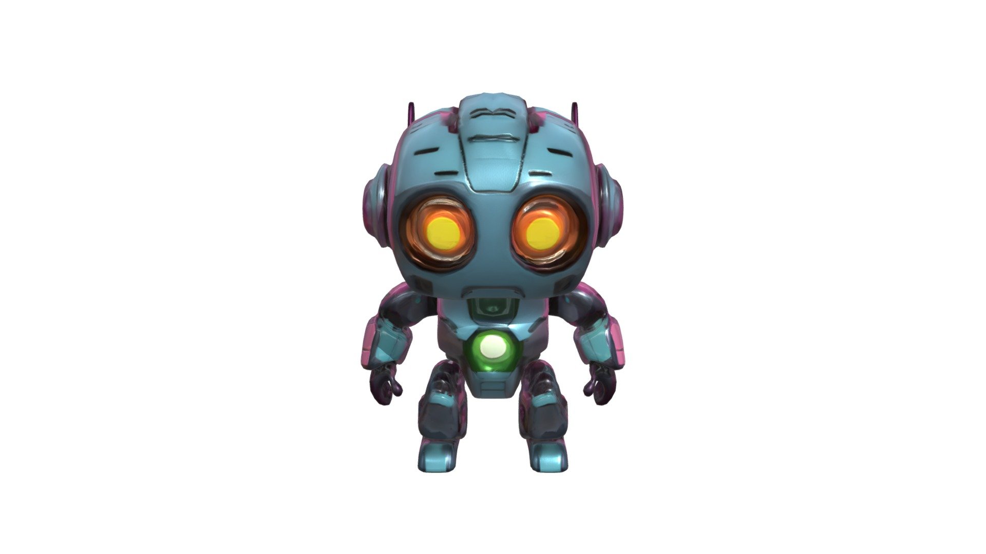 Cute spherical robot with glowing eyes - Download Free 3D model by ...