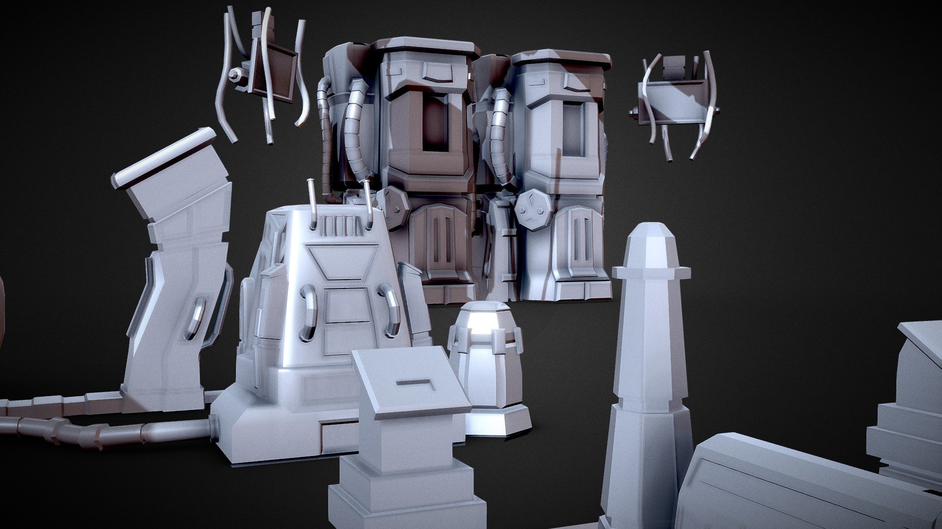 Spaceship Props | Low Poly - 3D model by mbernal1 [131845b] - Sketchfab