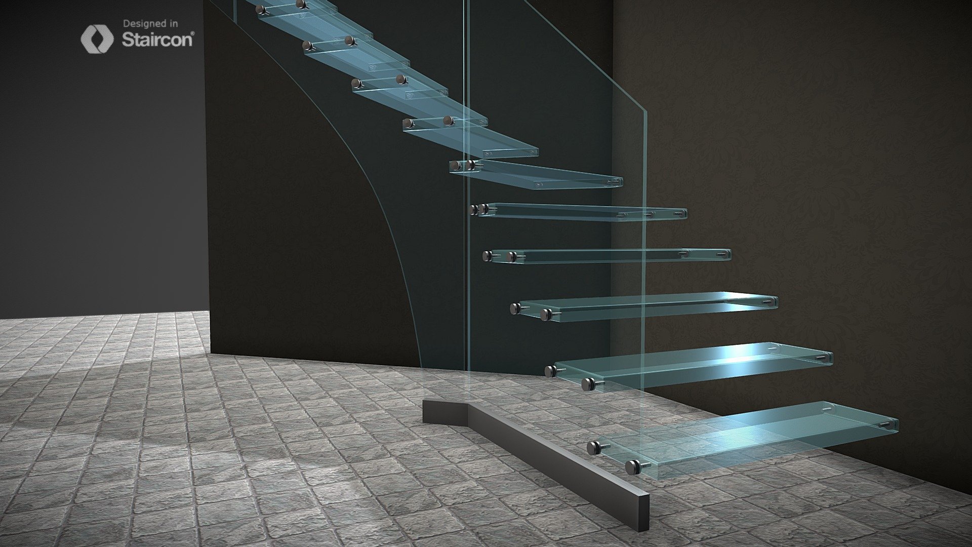 Glass treads and balustrade - 3D model by 3D Software for Stair Design ...