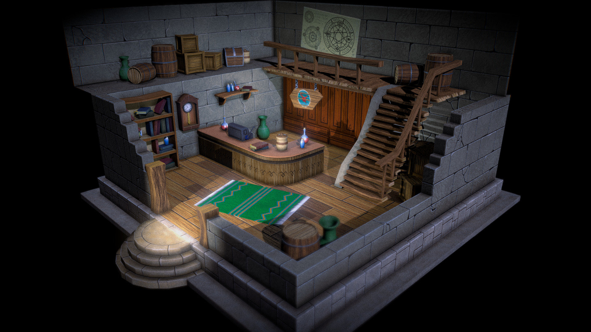 Fantasy handpainted shop - Download Free 3D model by FabioNuzzo90 ...