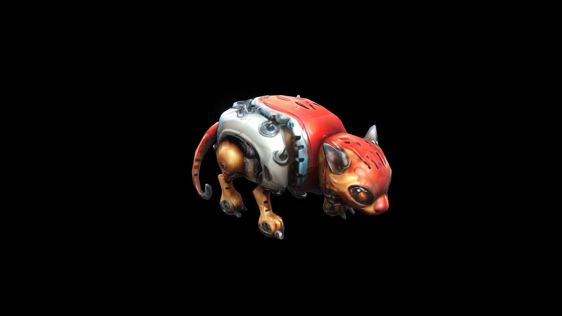an illustration of a robotic cat with a red t - Download Free 3D model ...