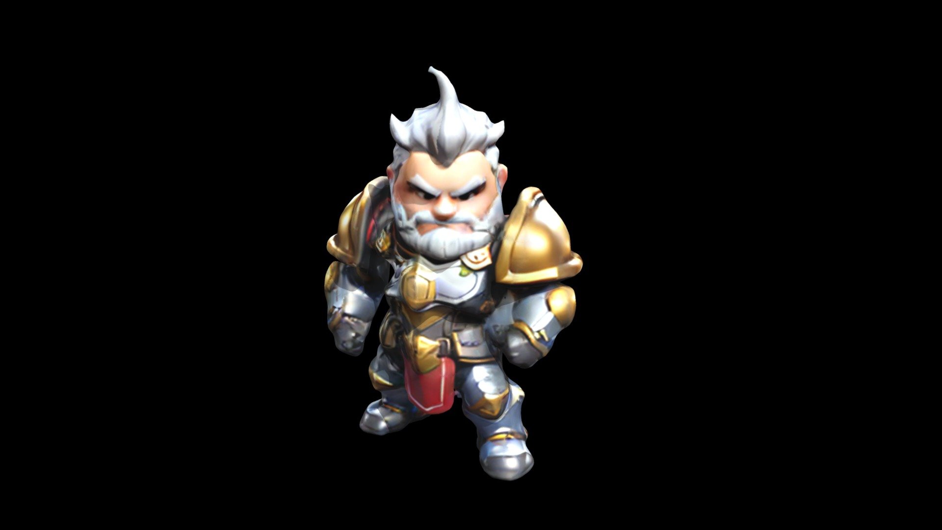 An elderly man in a suit of armor with golden ac - Download Free 3D ...
