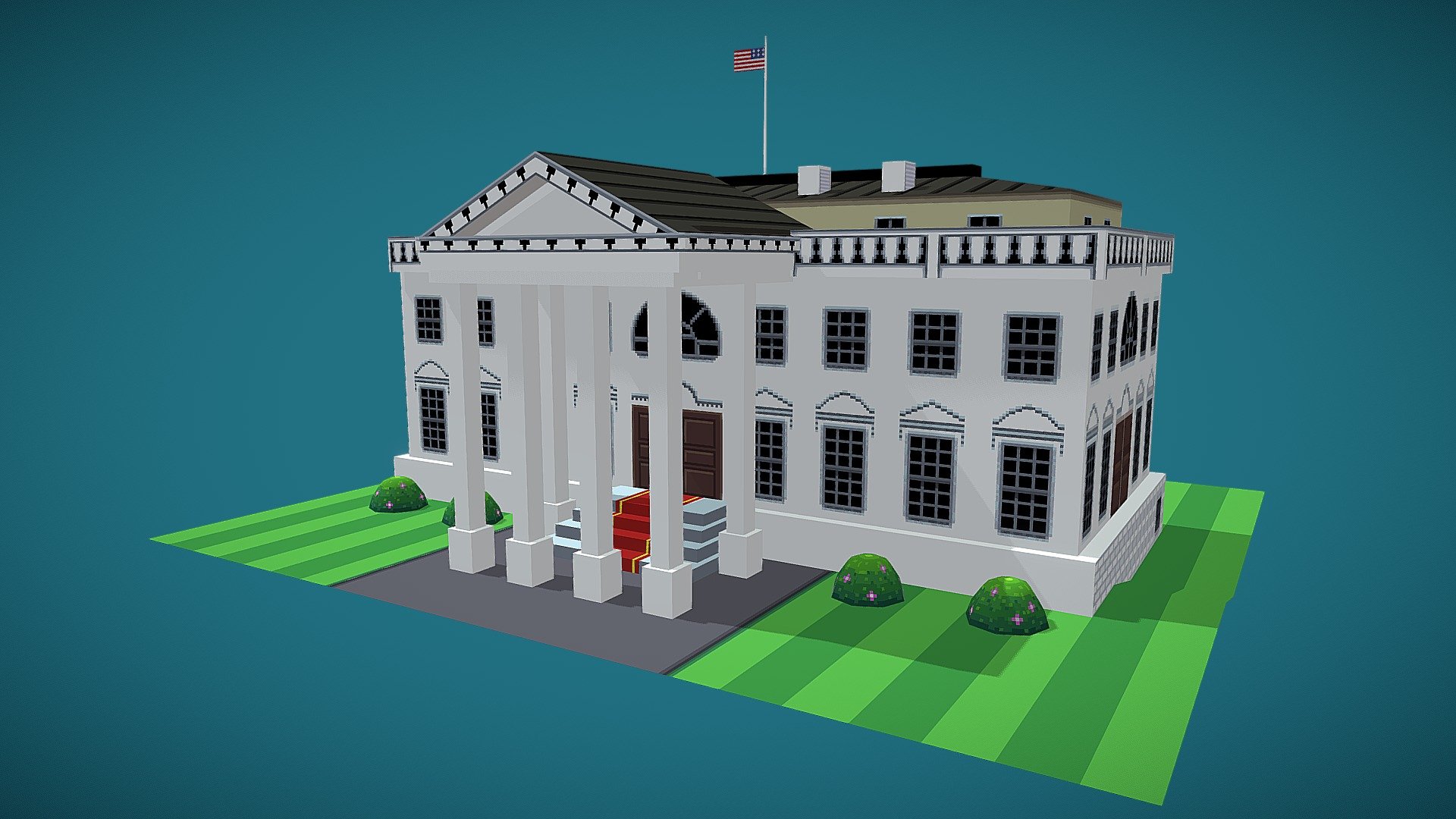Pixel white house - 3D model by FunkFz [13302f7] - Sketchfab