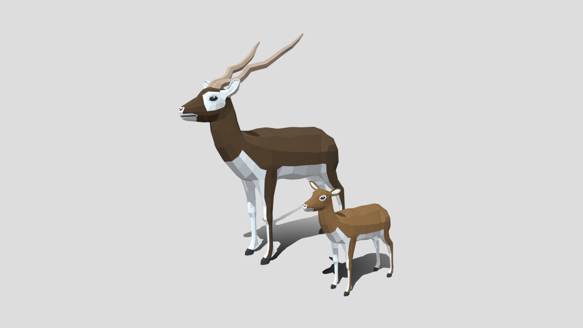Low Poly Cartoon Blackbuck and Calf - Buy Royalty Free 3D model by ...