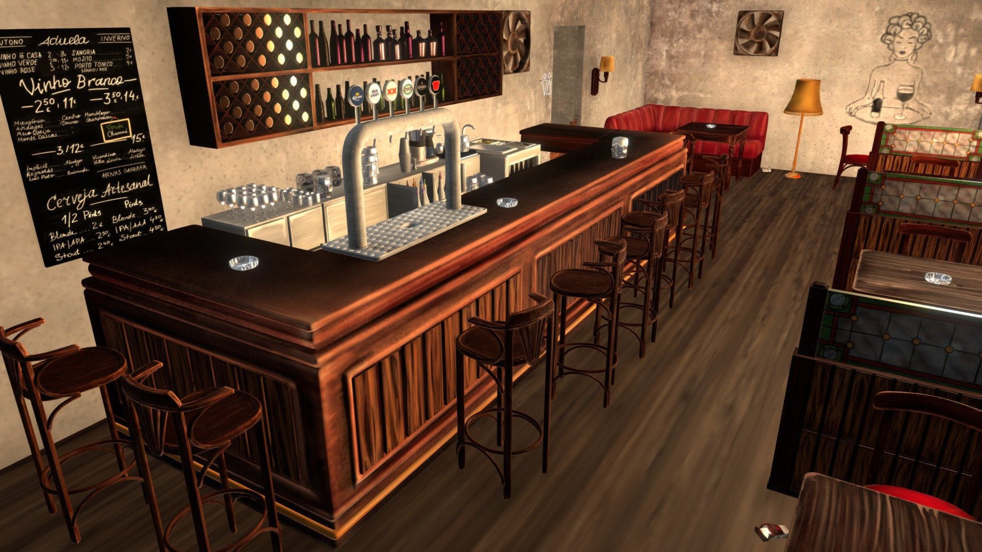 Bar hand-painted - 3D model by striderrotk [1353a43] - Sketchfab