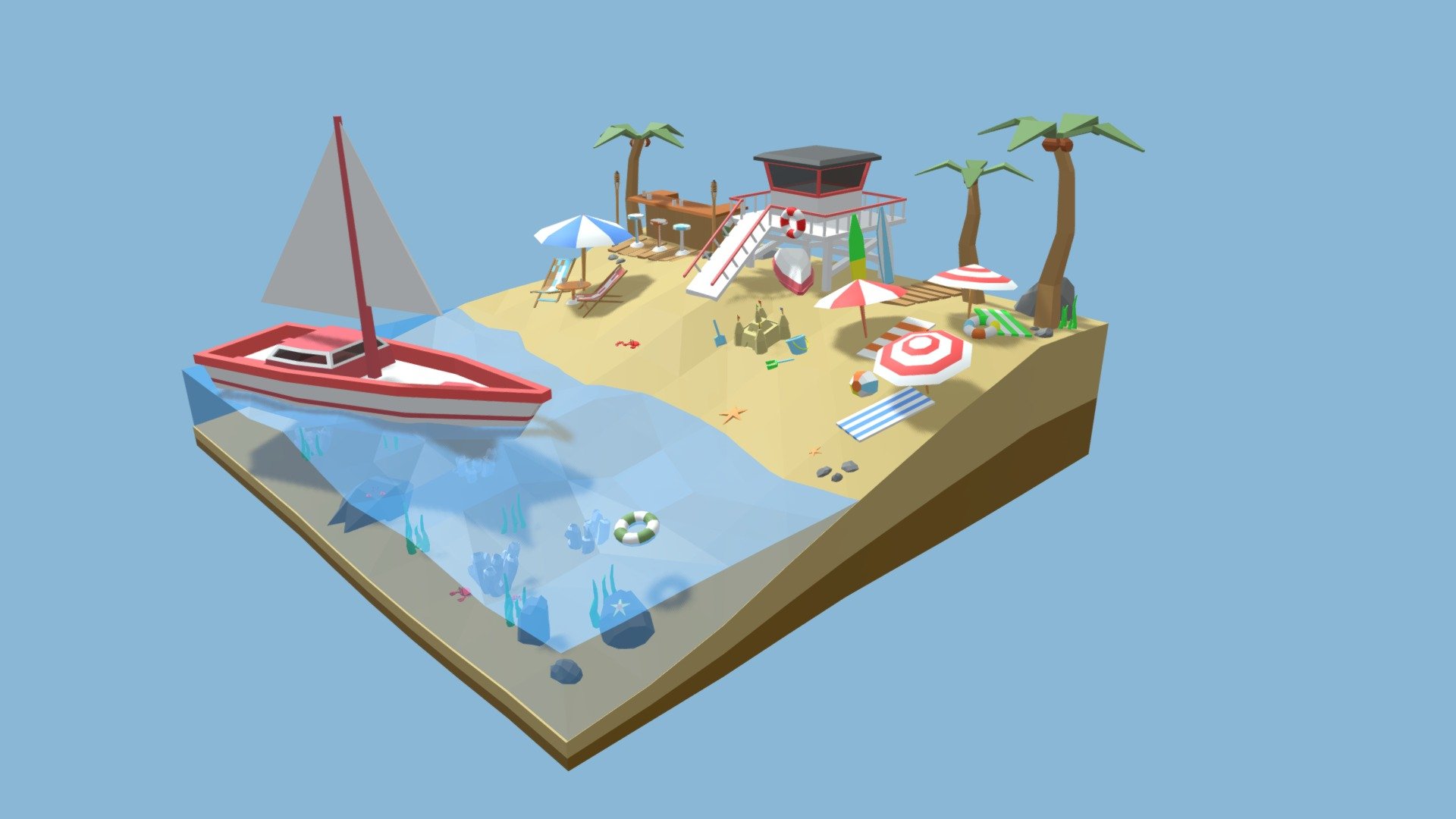Beach Scene - 3D model by Jordan Burckhardt (@burckhardtj) [135cd6e ...