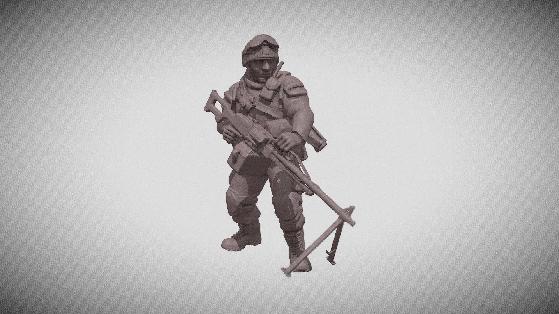 Russian soldier with PKP machine gun - 3D model by AQUILA miniatures ...