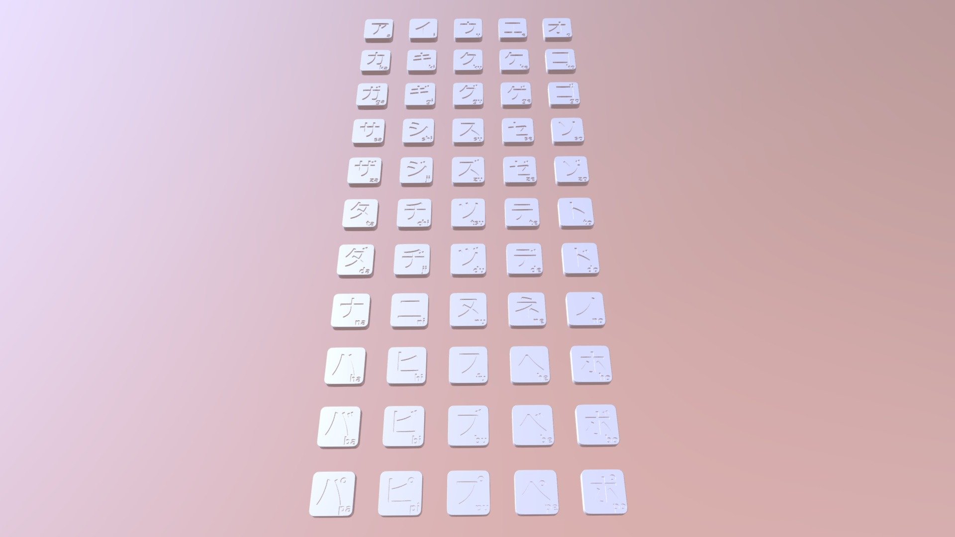 90no. Japanese Katakana Scrabble® Tiles 🇯🇵 - Buy Royalty Free 3D model ...
