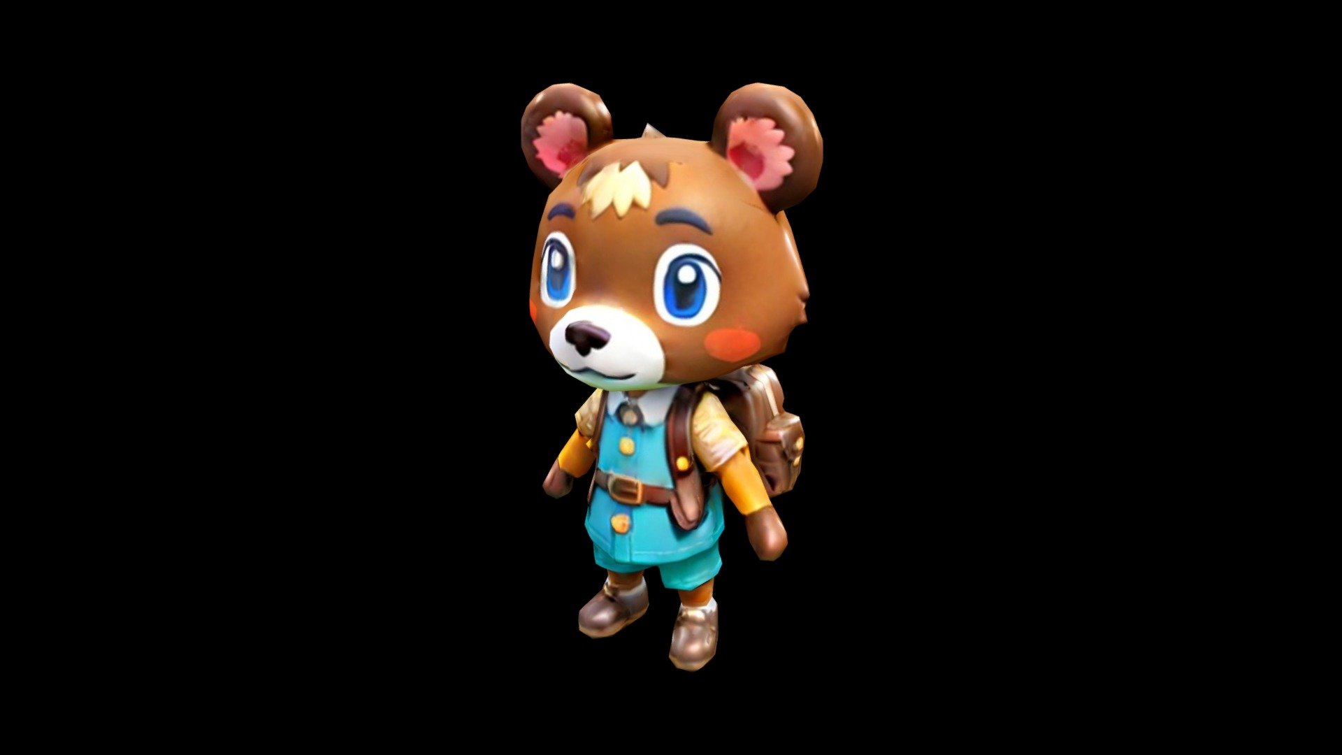 A 3D bear character wearing a backpack stands in - Download Free 3D ...