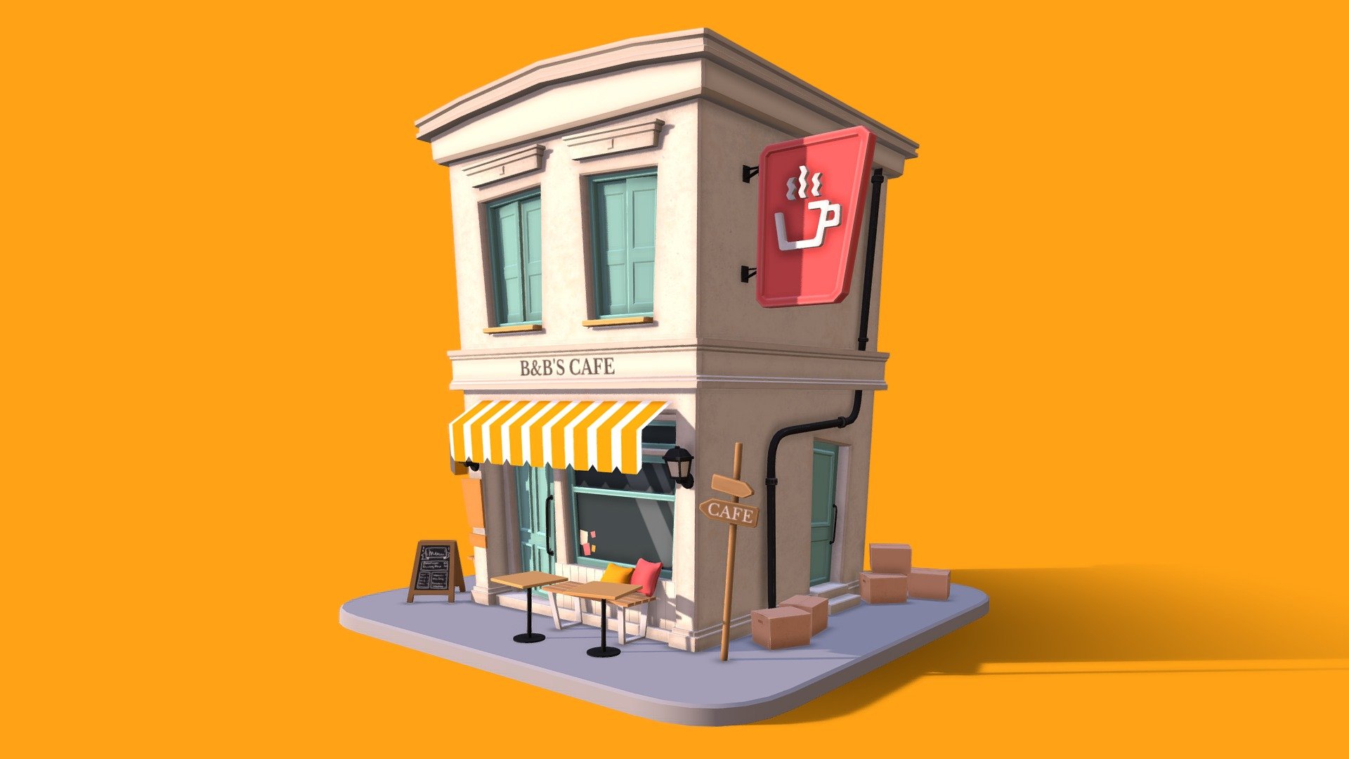 Stylized Coffee Shop - 3D model by Isabella Lee (@fadedinks) [137852a ...