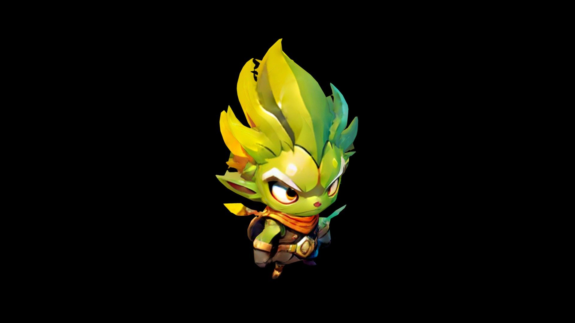 A chibi style character with green hair and a ye - Download Free 3D ...
