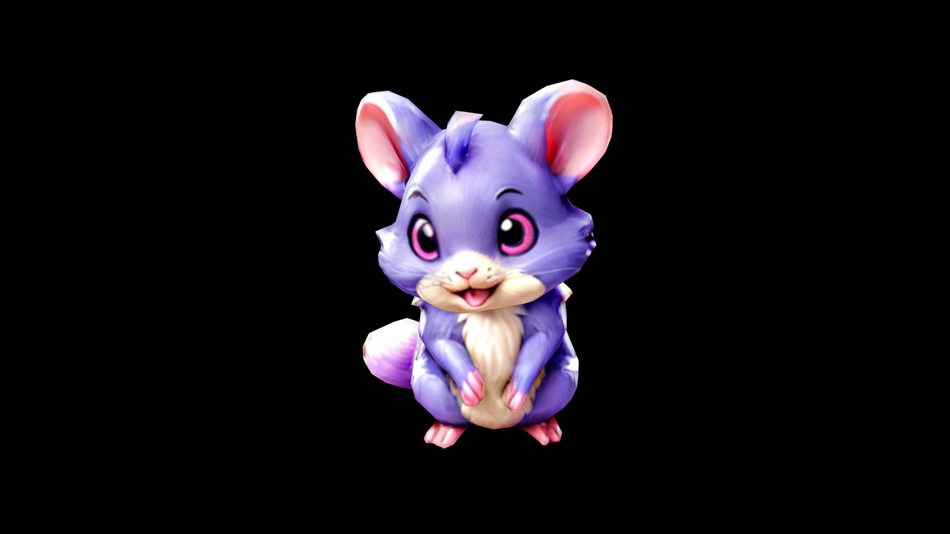 "Cartoonish Purple Mouse with Pink Features, Sit - Download Free 3D ...