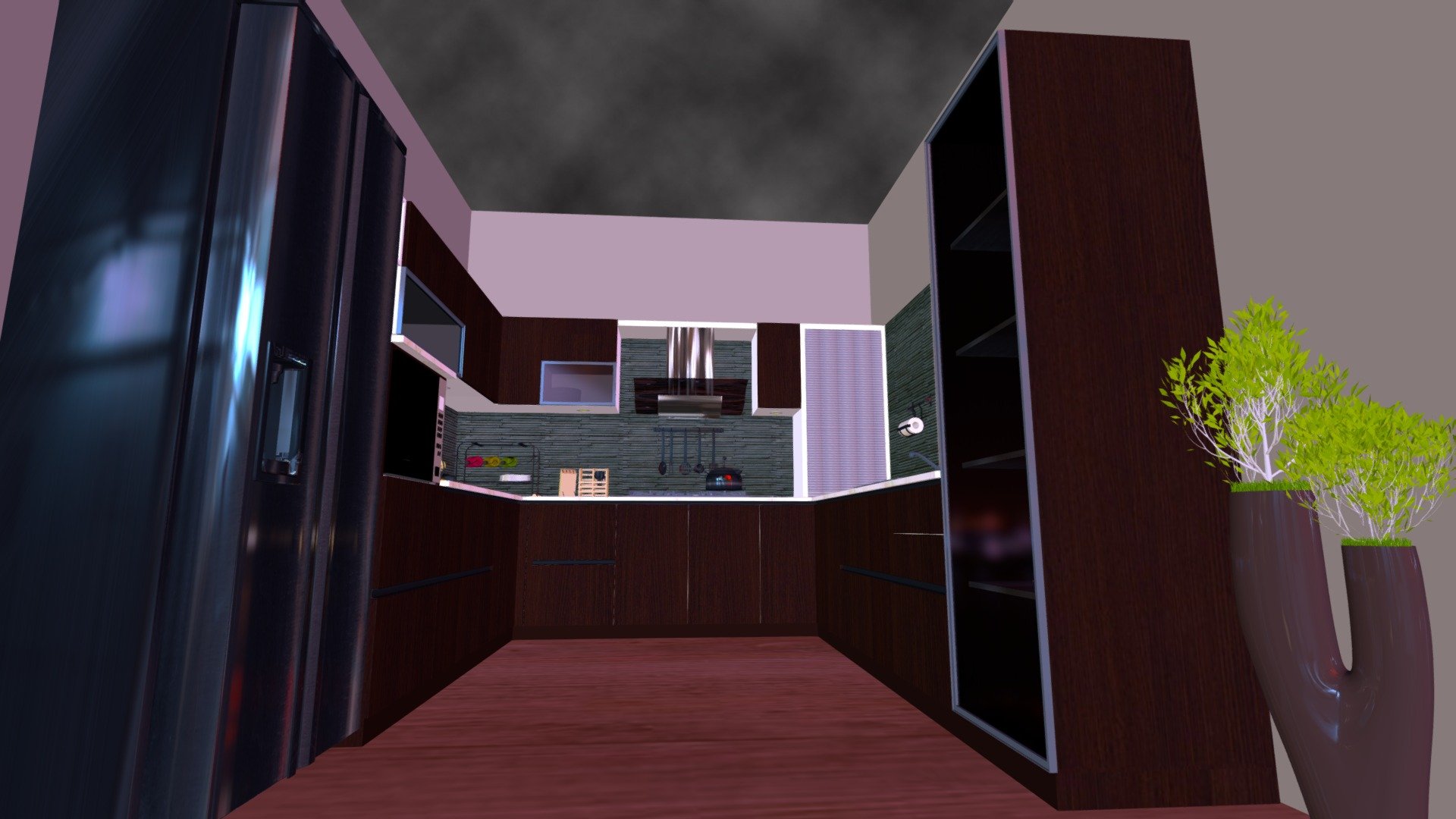 U-Shaped Contemporary Modular Kitchen - Download Free 3D model by ...
