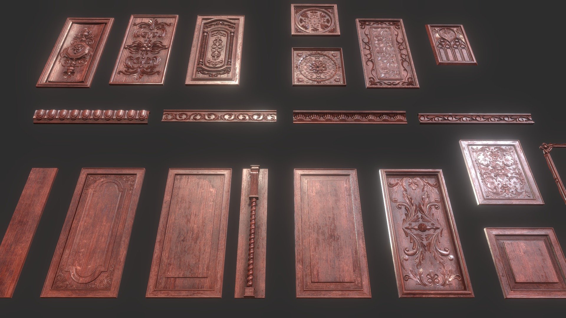 Hand Carved Panel Set - Buy Royalty Free 3D model by R-LAB (@rakshaan ...